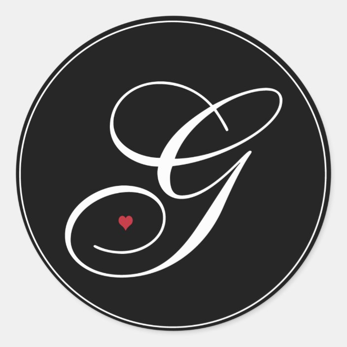 Elegant Monogram Letter G with heart Classic Round Sticker | Zazzle.com