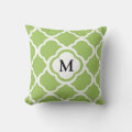 Elegant Monogram Lime Green Pattern Throw Pillow | Zazzle