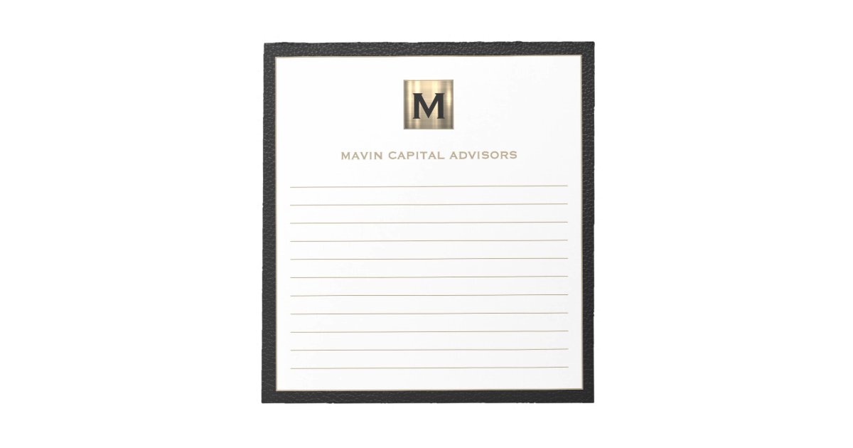 Elegant Monogram Logo Lined Notepad for Business | Zazzle