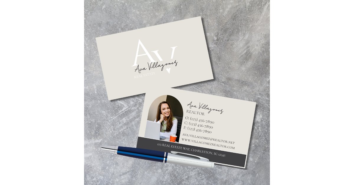 Elegant Monogram Logo Neutral Professional Business Card | Zazzle