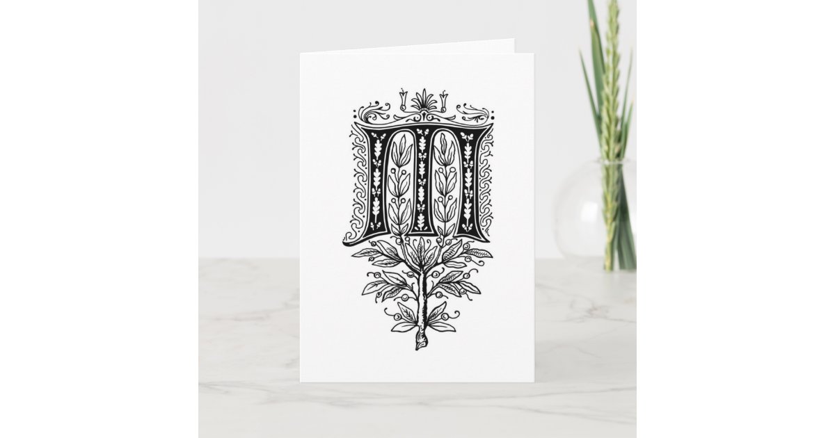 Elegant Monogram M Fancy Letter Note Card | Zazzle