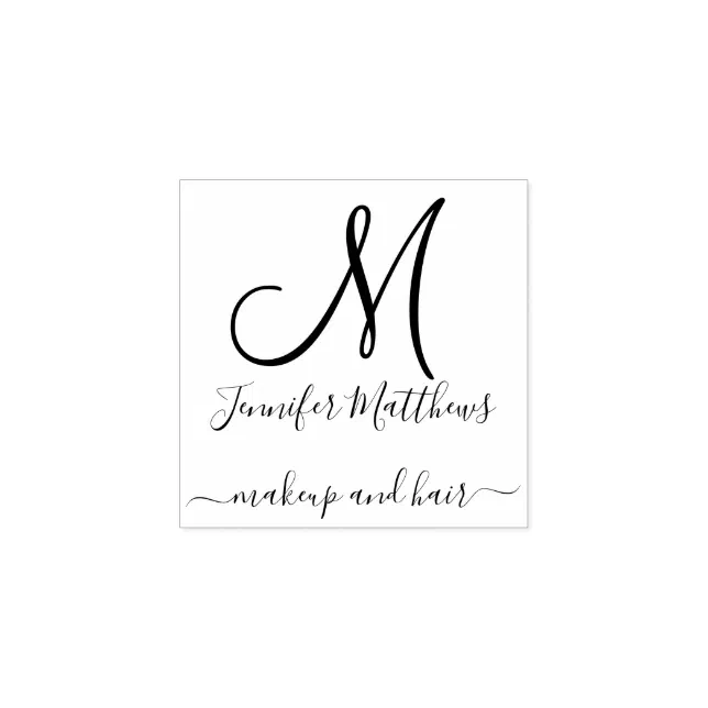 Elegant Monogram Makeup and Hair Salon Rubber Stamp | Zazzle
