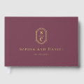Elegant monogram mauve wedding names date foil foil guest book | Zazzle