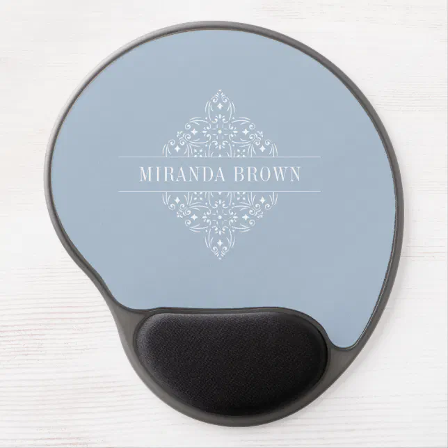 Elegant Monogram Minimalist Dusty Blue Classy Gel Mouse Pad | Zazzle