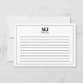 Elegant Monogram Minimalist Ruled Index Note Card | Zazzle