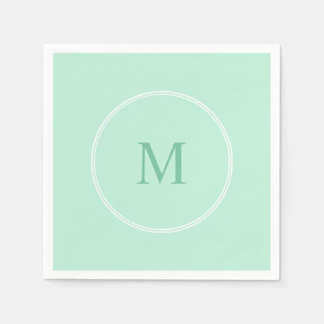 Elegant Monogram Mint Green Template Modern Napkins | Zazzle