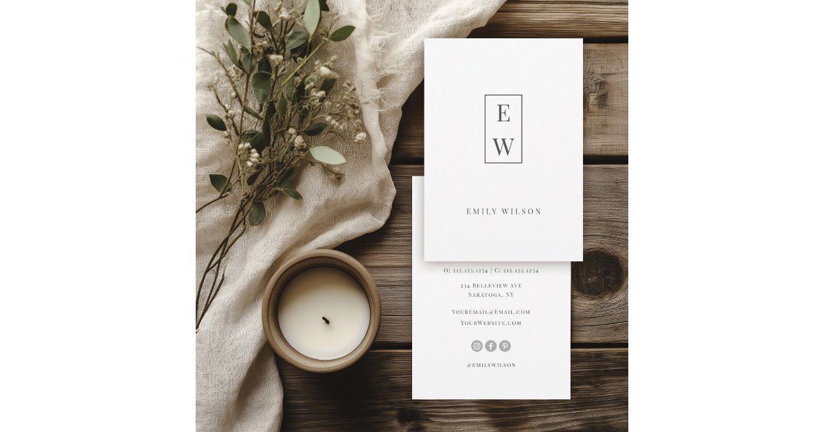 Elegant Monogram Modern Minimal Professional Card | Zazzle