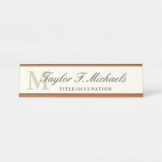 Elegant Monogram & Name Desk Name Plate | Zazzle.com