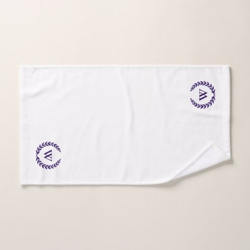 Elegant Monogram Navy Blue On White Towel Set | Zazzle