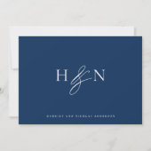 Elegant Monogram Navy Blue Wedding Thank You Card | Zazzle