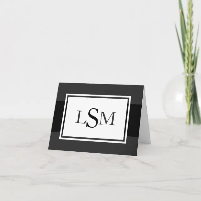 Elegant Monogram Notecards in Black and White | Zazzle