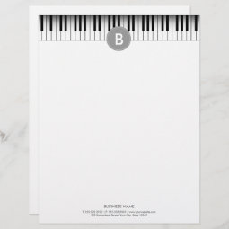 Elegant Monogram Piano Keys Letterhead | Zazzle