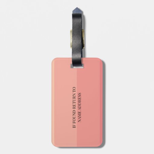 Elegant Monogram Pink Striped Custom Name Address Luggage Tag | Zazzle