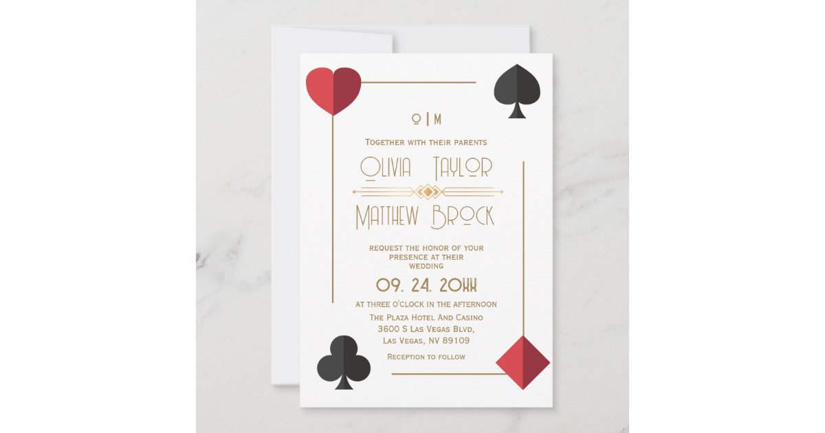 Elegant Monogram Playing Card Wedding Invitation | Zazzle