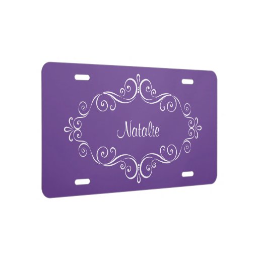 Elegant Monogram Purple Design License Plate | Zazzle