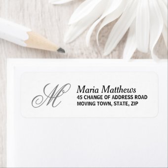 Elegant monogram return address label | Zazzle