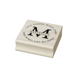 Elegant Monogram Return Address Rubber Stamp | Zazzle