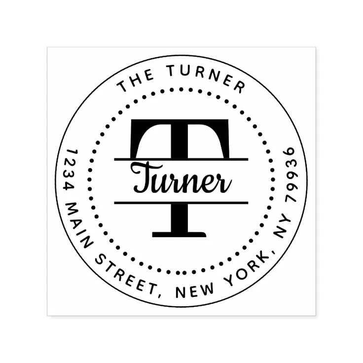 Elegant Monogram Round Return Address Self-inking Stamp | Zazzle
