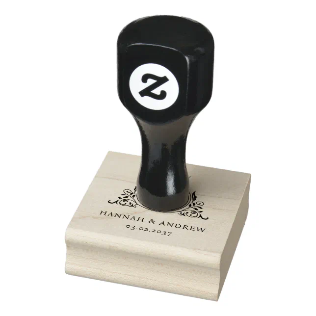 Elegant, Monogram, Royal, Crown, Logo Wedding Rubber Stamp | Zazzle