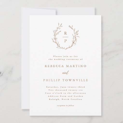 Elegant Monogram Rustic Formal Wedding Invitation | Zazzle
