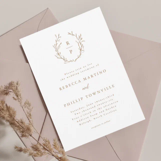 Elegant Monogram Rustic Formal Wedding Invitation | Zazzle