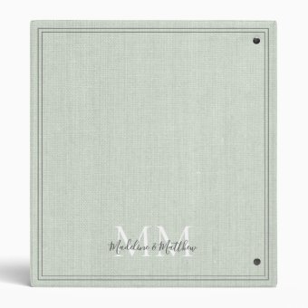 Elegant Monogram Rustic Sage Green Wedding Album 3 Ring Binder | Zazzle