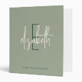 Elegant Monogram Sage Green Office School 3 Ring Binder | Zazzle