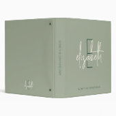 Elegant Monogram Sage Green Office School 3 Ring Binder | Zazzle
