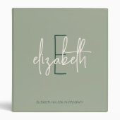 Elegant Monogram Sage Green Office School 3 Ring Binder | Zazzle