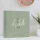 Elegant Monogram Sage Green Office School 3 Ring Binder | Zazzle