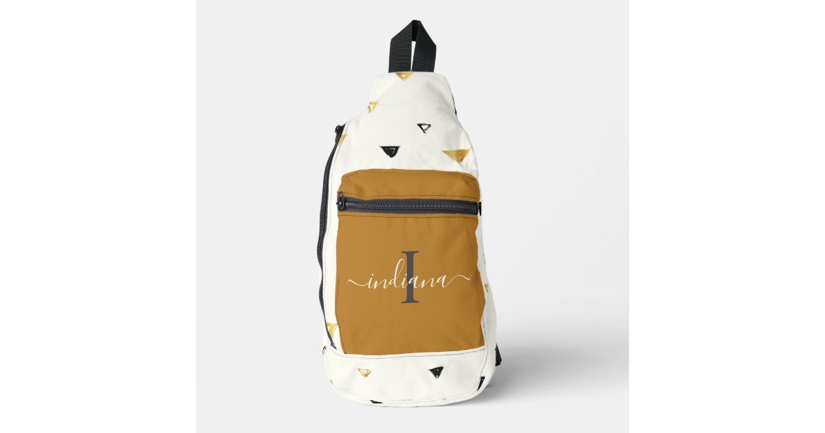 Elegant Monogram Script Abstract Pattern Custom Sling Bag | Zazzle