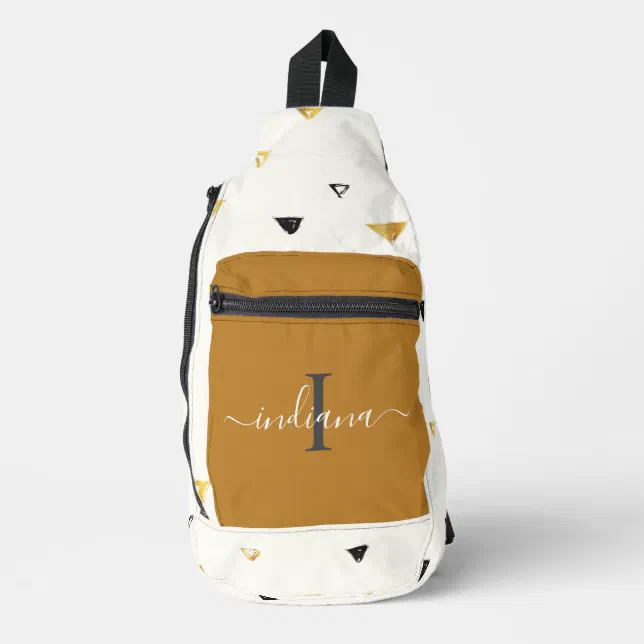 Elegant Monogram Script Abstract Pattern Custom Sling Bag | Zazzle