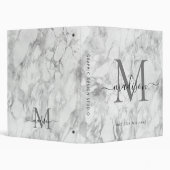 Elegant Monogram Silver Gray Marble Girly Script 3 Ring Binder | Zazzle