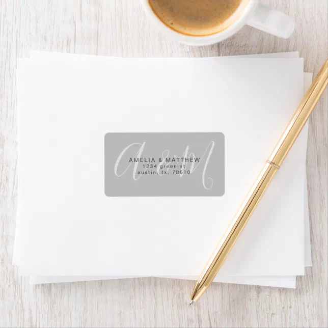 Elegant Monogram Silver Return Address Label | Zazzle