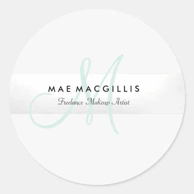 Elegant Monogram Silver Stripe Classic Round Sticker | Zazzle