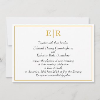 Elegant Monogram Simple Gold Wedding Invitation | Zazzle