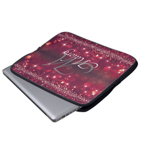 Elegant Monogram Sparkle Personalized Laptop Case | Zazzle
