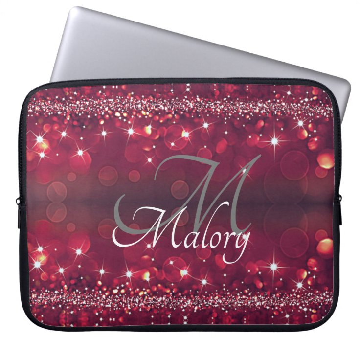 Elegant Monogram Sparkle Personalized Laptop Case | Zazzle