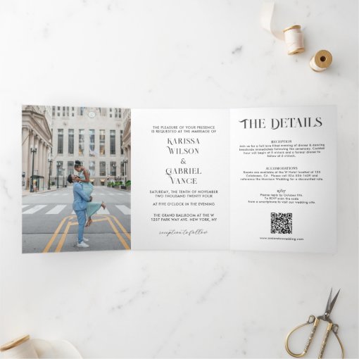 Elegant Monogram Trifold Book Wedding Invitation | Zazzle