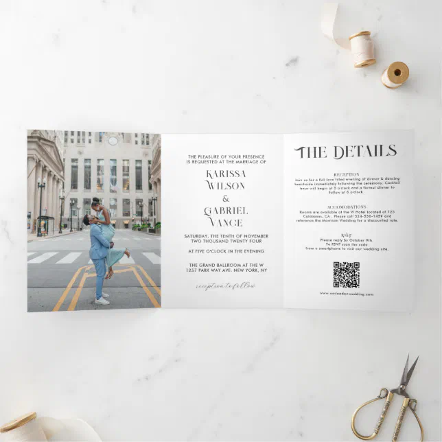Elegant Monogram Trifold Book Wedding Invitation | Zazzle