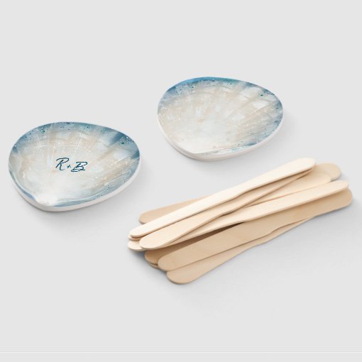 Elegant Monogram Watercolor Seashell Rustic Beach Hand Fan | Zazzle