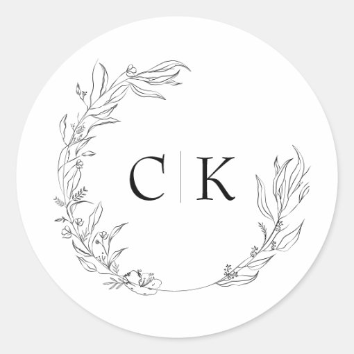 Elegant Monogram Wedding Classic Round Sticker | Zazzle