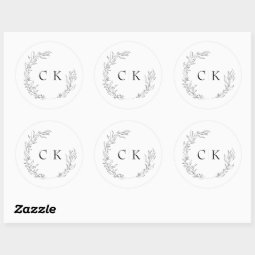 Elegant Monogram Wedding Classic Round Sticker | Zazzle