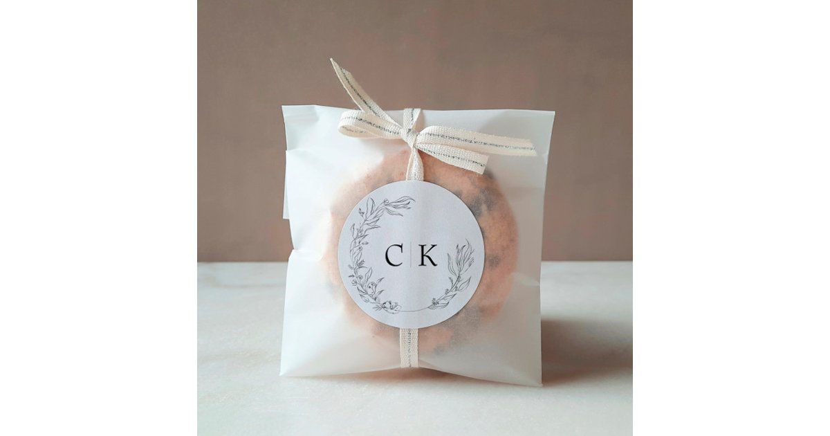 Elegant Monogram Wedding Classic Round Sticker | Zazzle