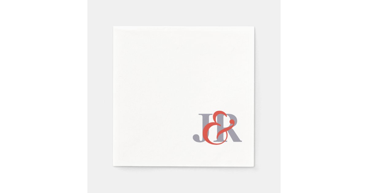 Elegant Monogram Wedding Cocktail Paper Napkins | Zazzle