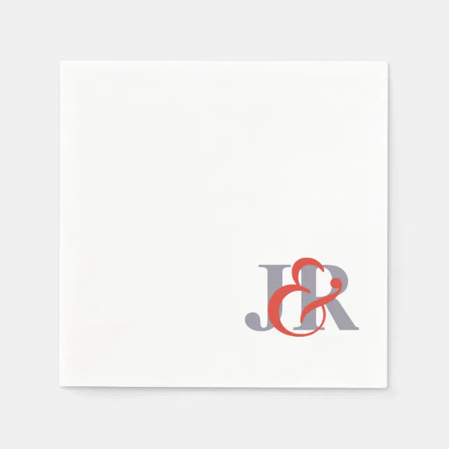 Elegant Monogram Wedding Cocktail Paper Napkins | Zazzle