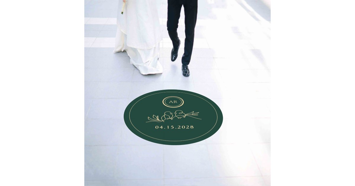 Elegant Monogram Wedding Floor Decals | Zazzle