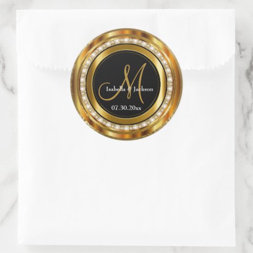 Elegant Monogram Wedding or Anniversary Design Classic Round Sticker ...