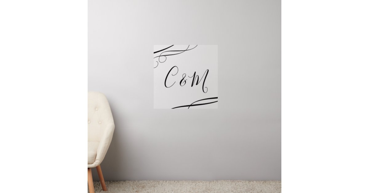 Elegant Monogram Wedding Wall Decal | Zazzle