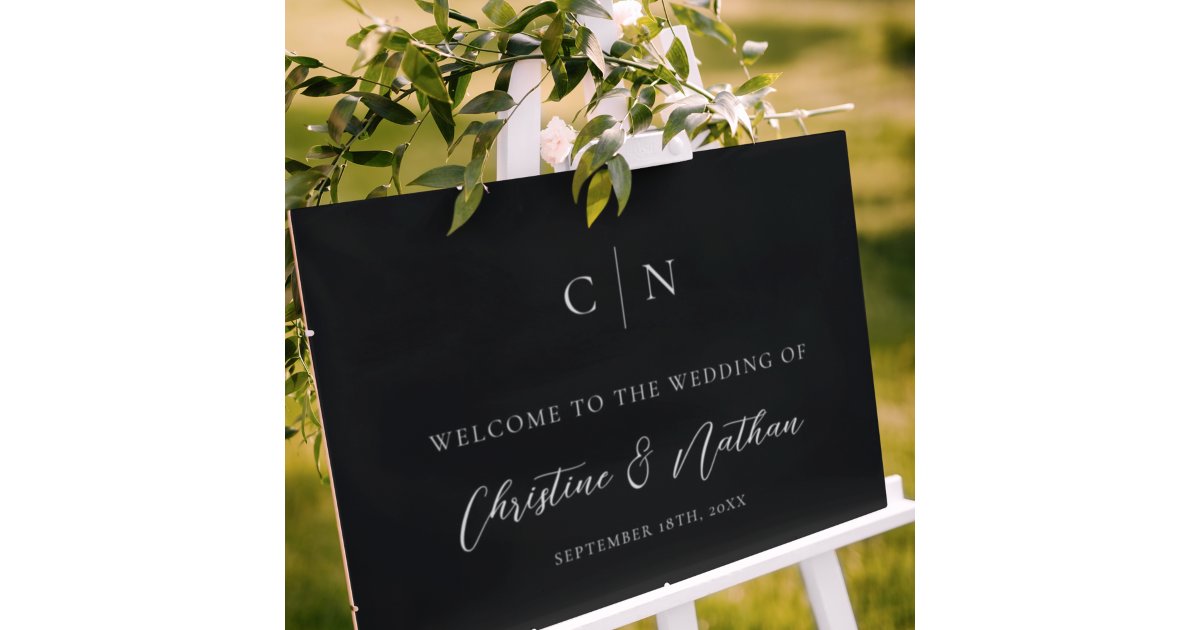Elegant Monogram Wedding Welcome Sign | Zazzle